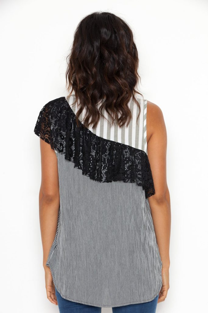 Ruffle Shell in White/Black - Scrapbook LA